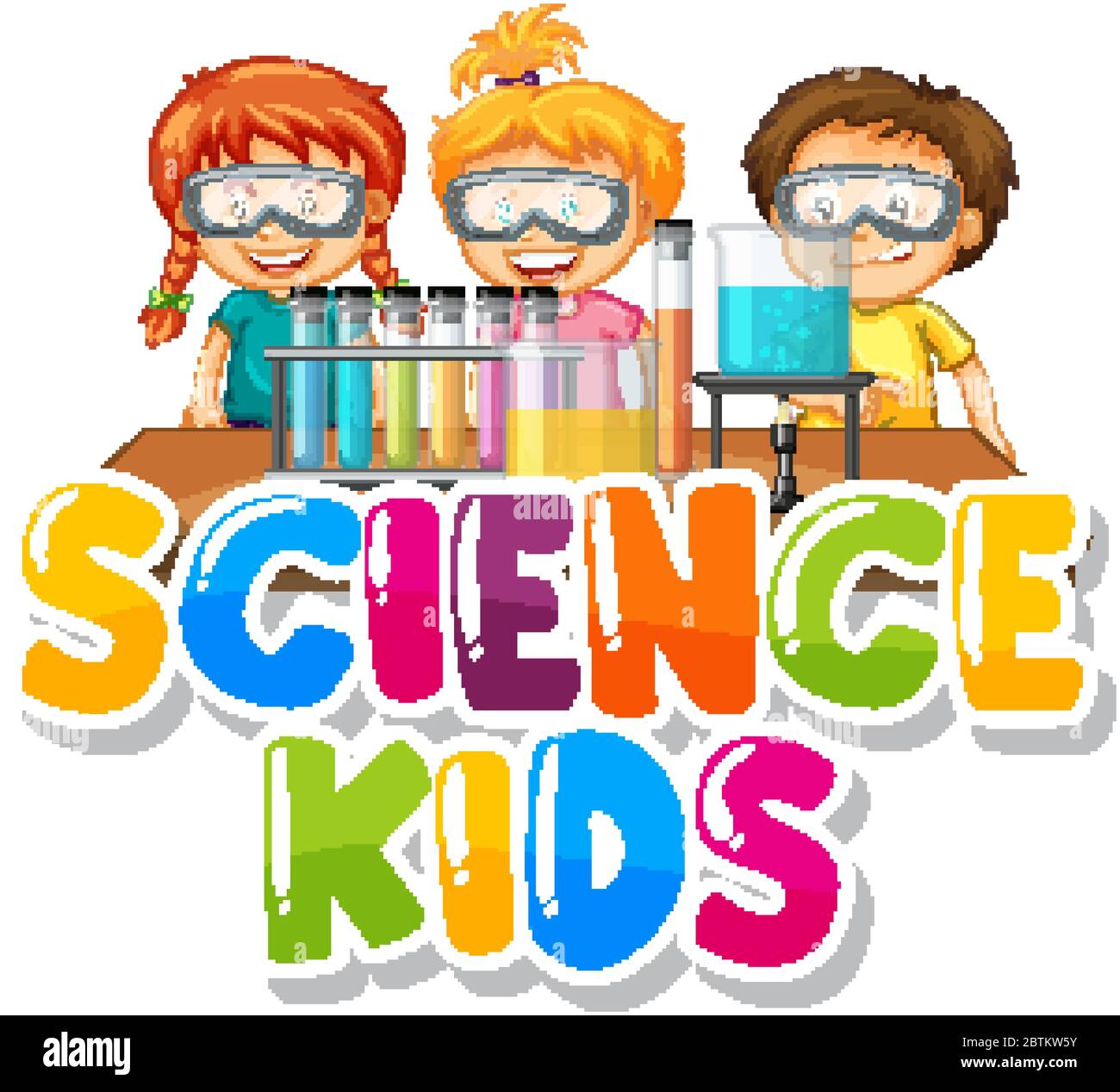 Font design for word science kids with kid in the lab illustration ...