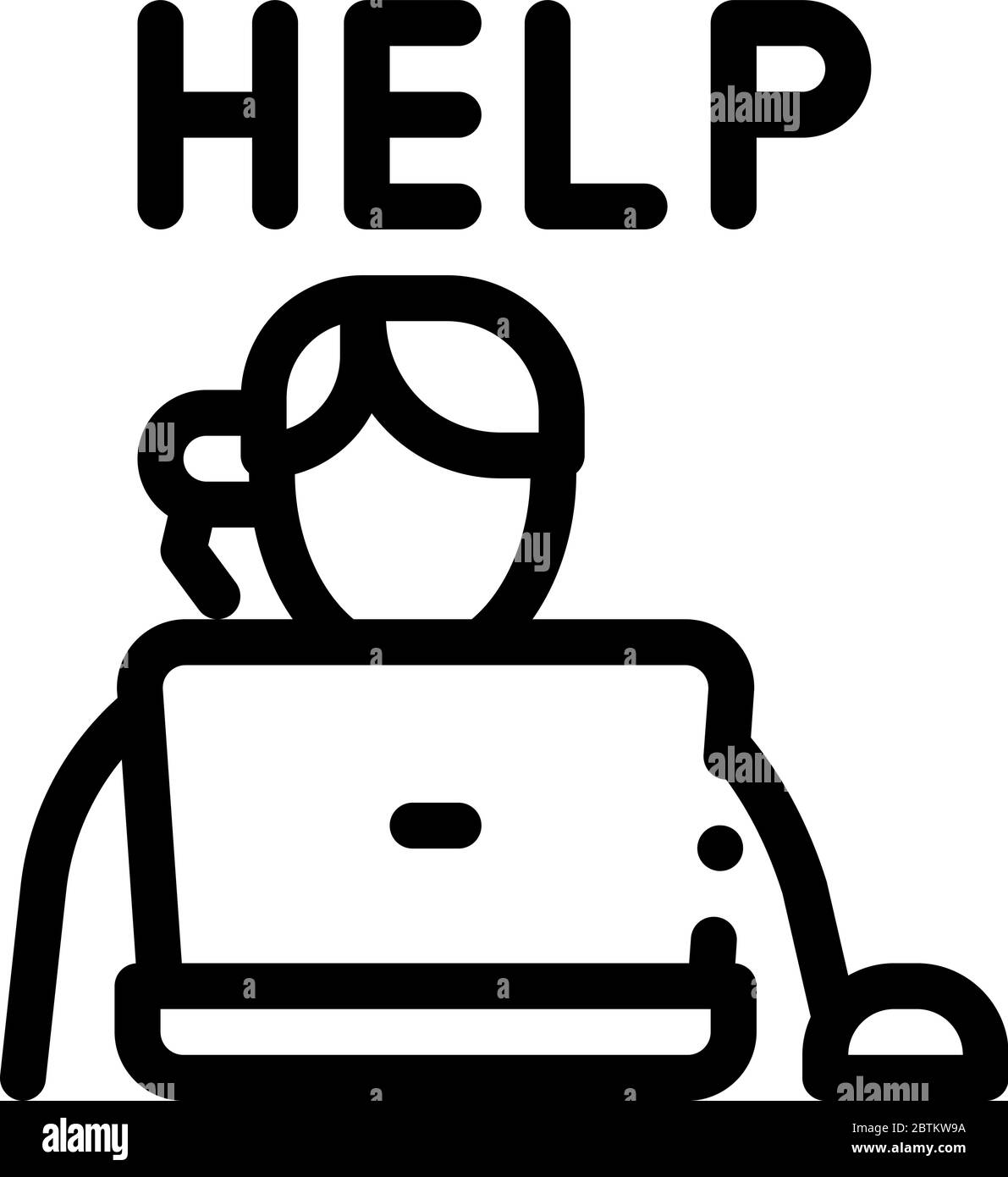 computer help service icon vector outline illustration Stock Vector ...