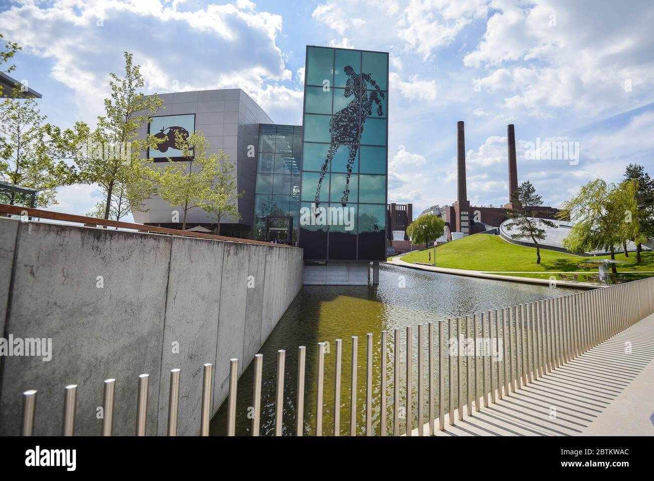 The Volkswagen/VW car construction Factory with the pipes of the ...