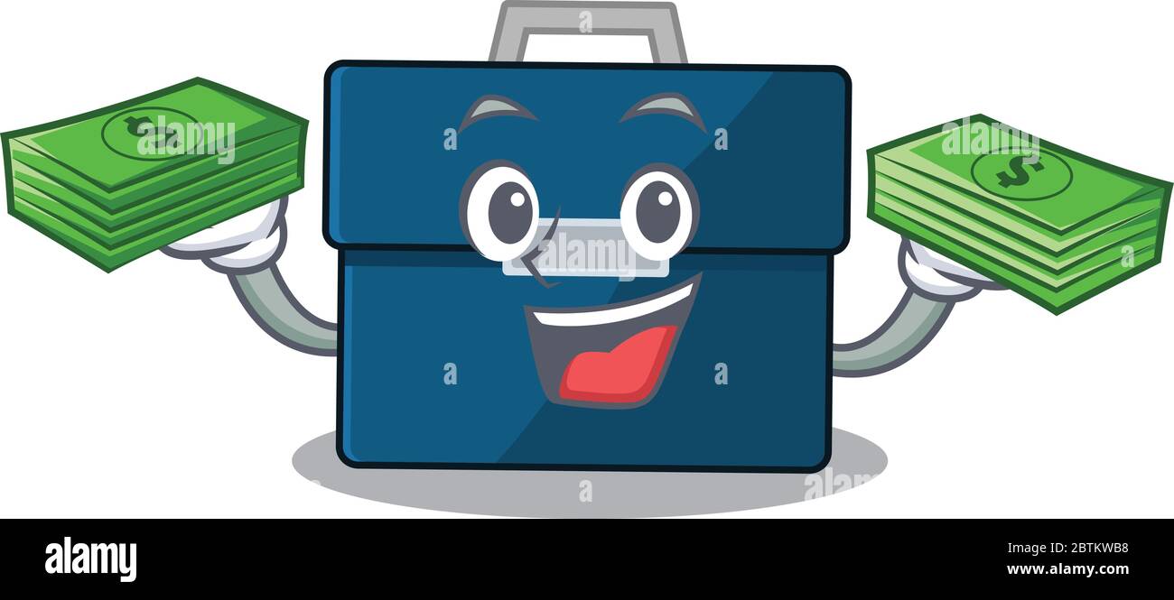 A wealthy business suitcase cartoon character with much money Stock ...