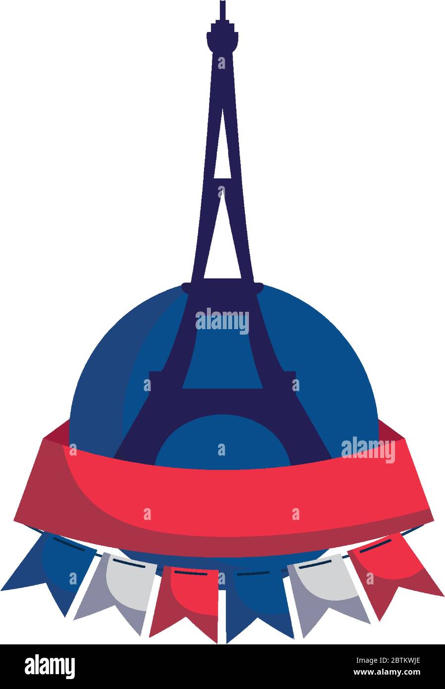 france eiffel tower with ribbon and banner pennant design, Happy ...