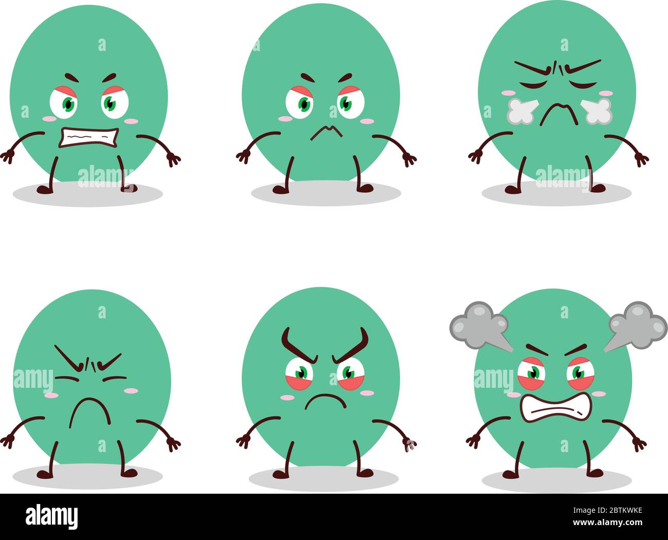 Green baloon cartoon character with various angry expressions Stock ...