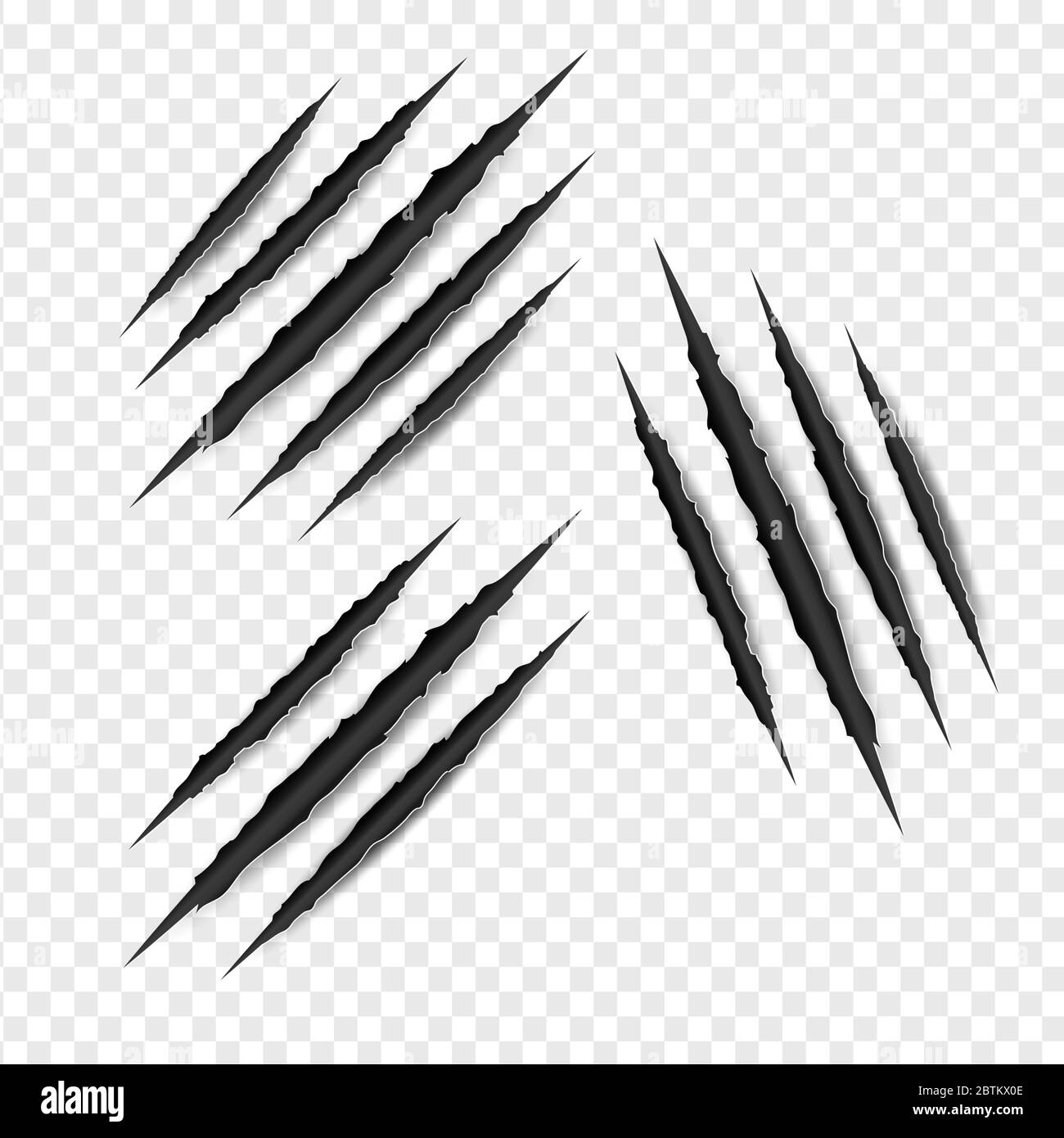Set illustration of Claws scratches isolated on transparent white ...