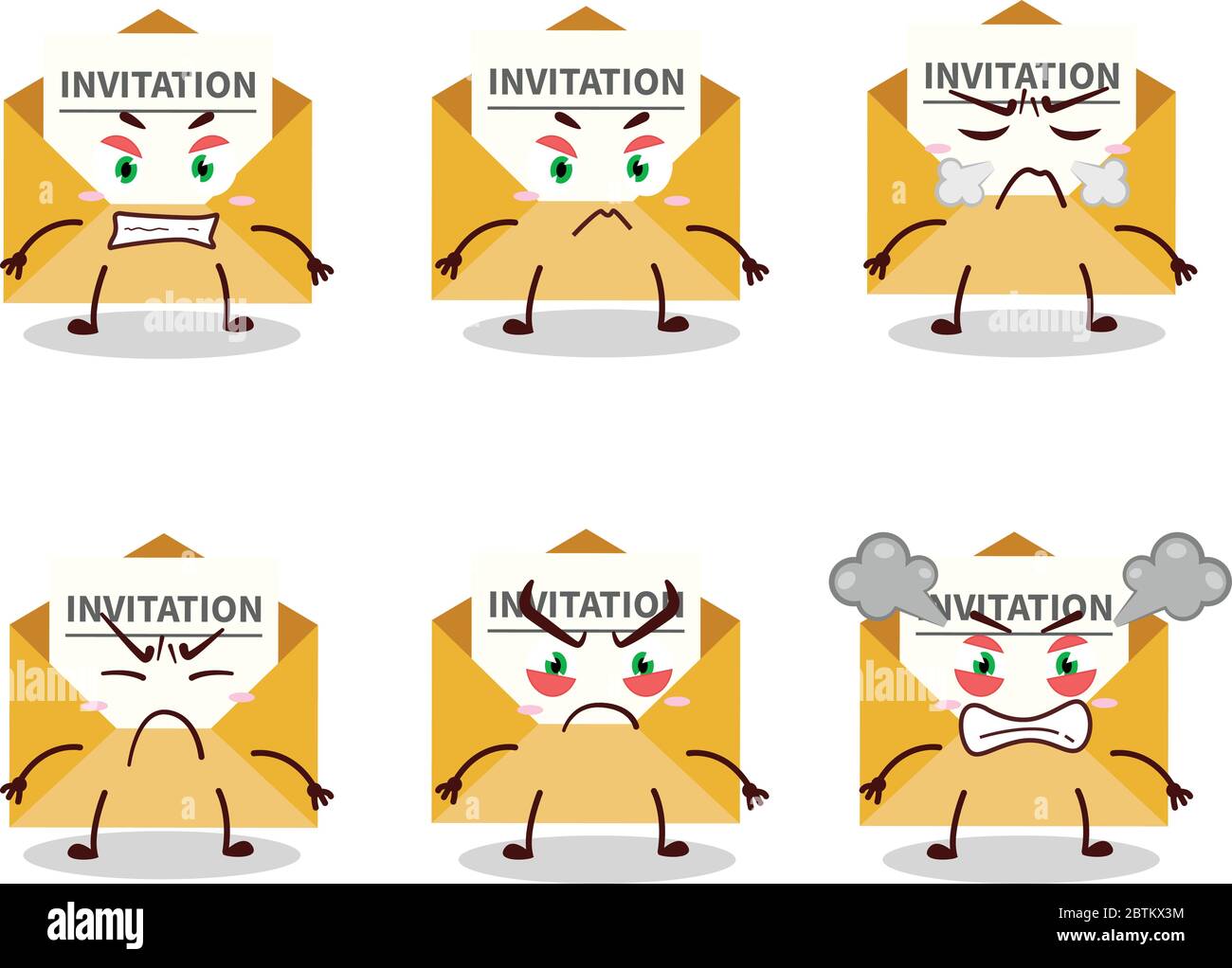 Invitation message cartoon character with various angry expressions ...
