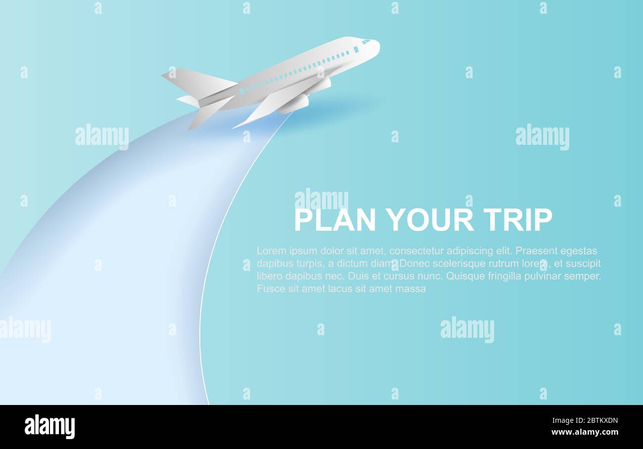 illustration of airplanes flying on blue sky background.Creative design ...