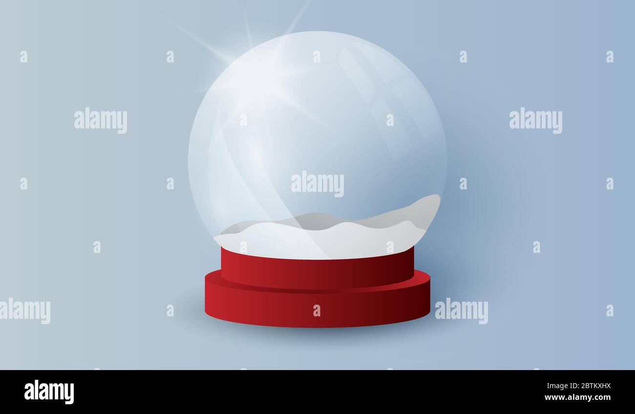 Glass ball highlight snow stand 3d realistic transparent background ...