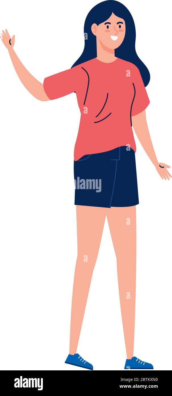 pretty young woman waving on white background Stock Vector Image & Art ...