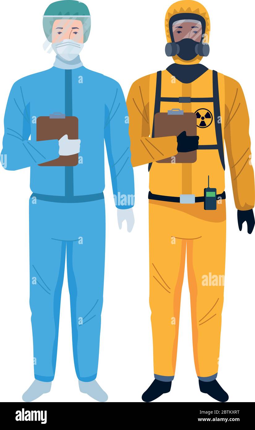 workers wearing biosafety suits characters Stock Vector Image & Art - Alamy