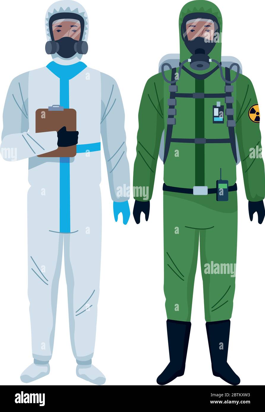 workers wearing biosafety suits characters Stock Vector Image & Art - Alamy