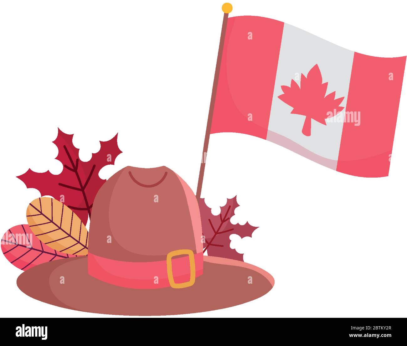 Canadian flag with hat and leaves design, Happy canada day holiday and ...