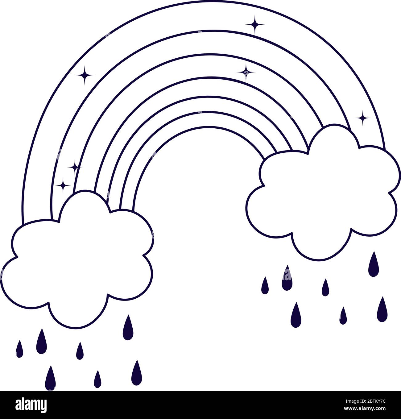 Rainbow with clouds and rain design, Sky weather fairytale nature ...