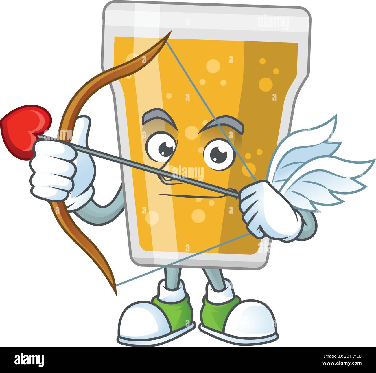 mascot design concept of mug of beer cute Cupid with arrow and wings ...