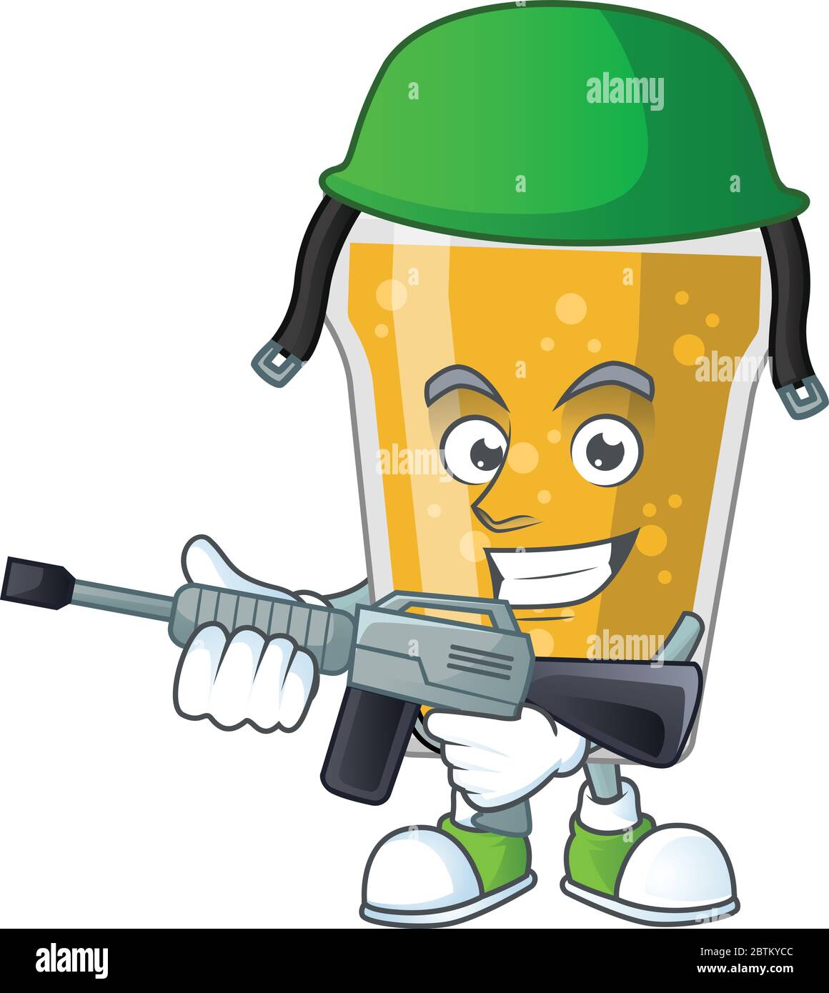 A mascot design picture of mug of beer as a dedicated Army using ...