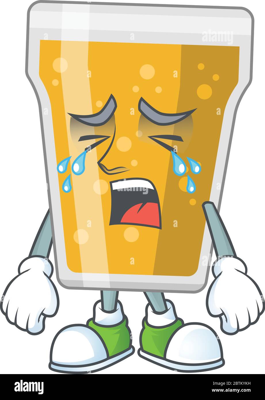 A crying mug of beer cartoon character drawing concept Stock Vector ...