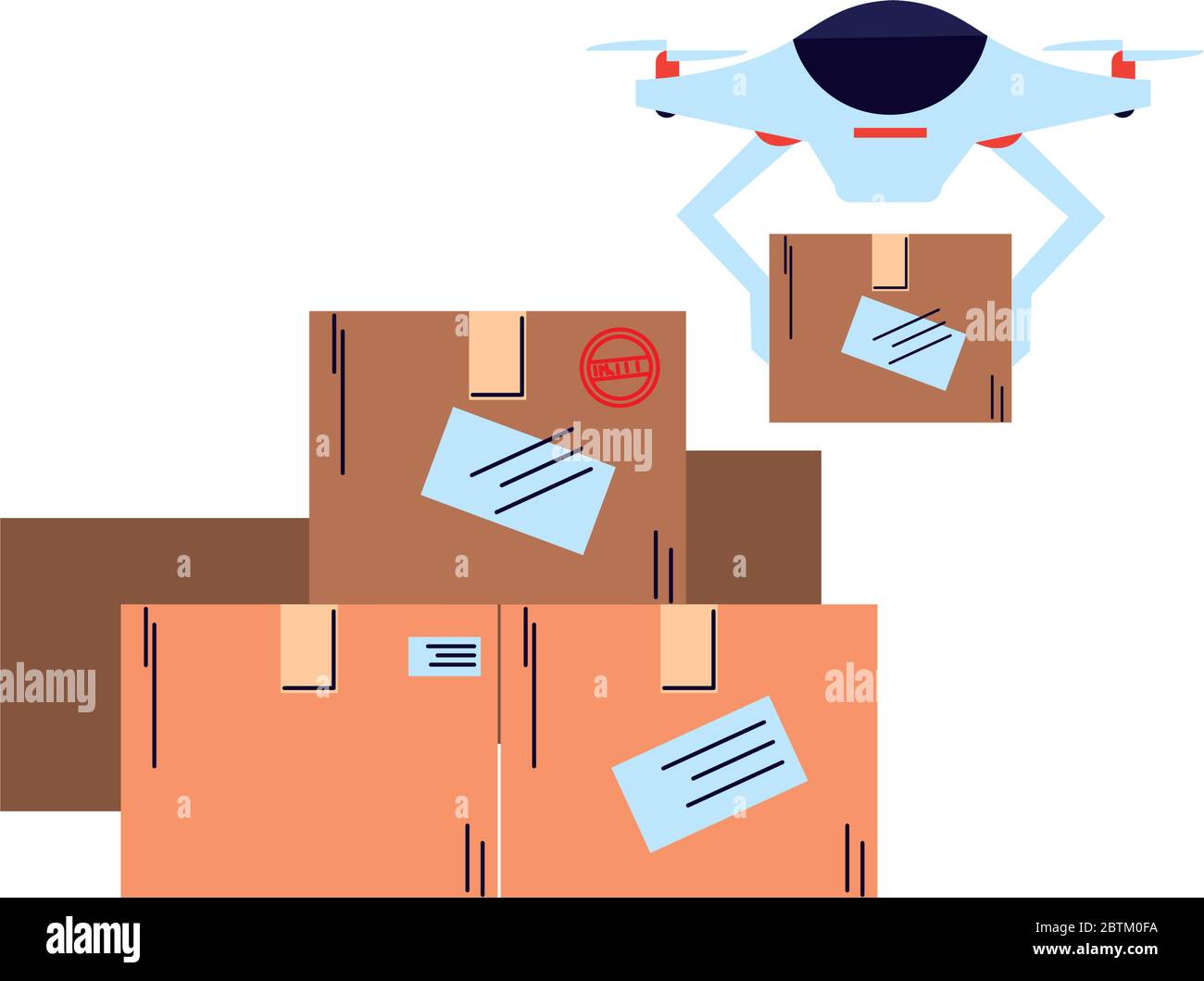 arrival of parcels by drone vector illustration desing Stock Vector ...