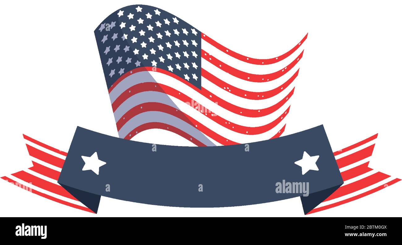 Usa flag with ribbon design, United states independence day and ...
