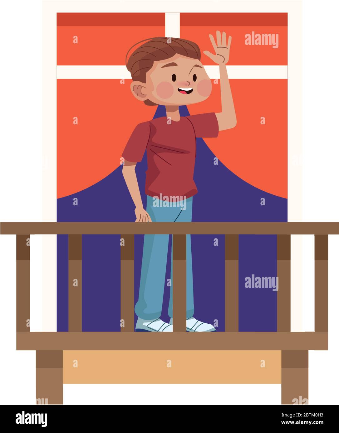 Boy on balcony Stock Vector Images - Alamy