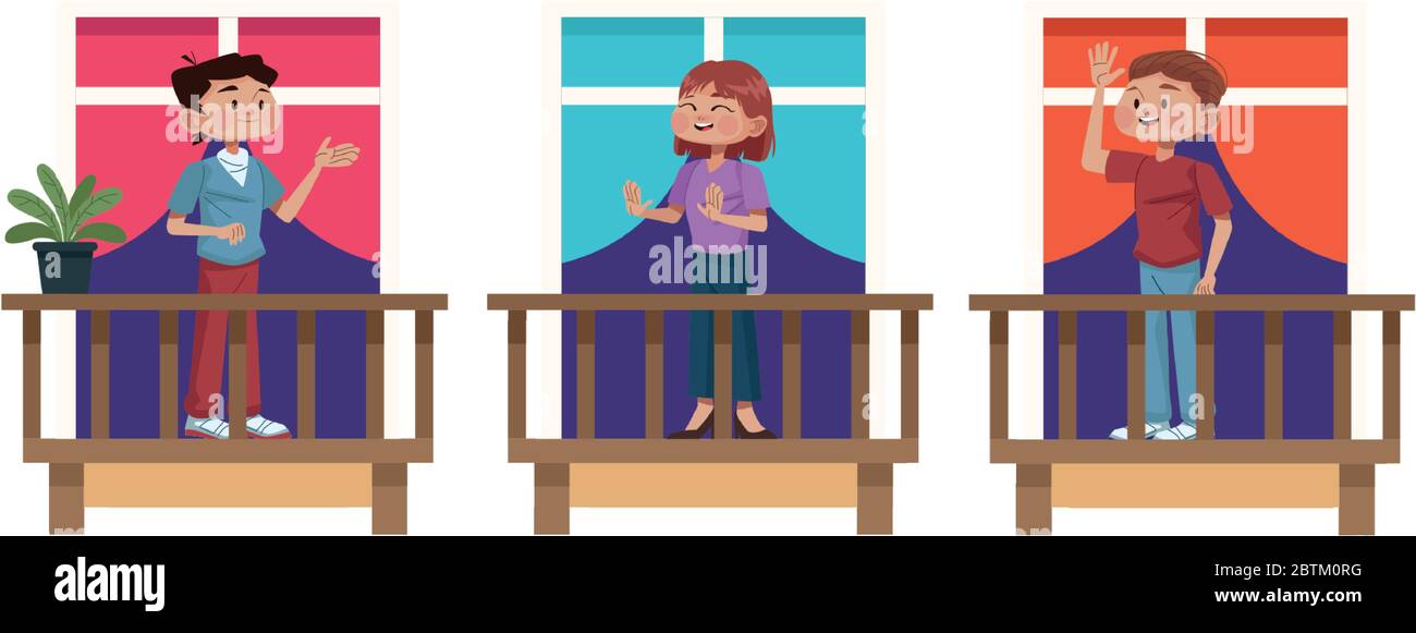 young people on balcony characters Stock Vector Image & Art - Alamy