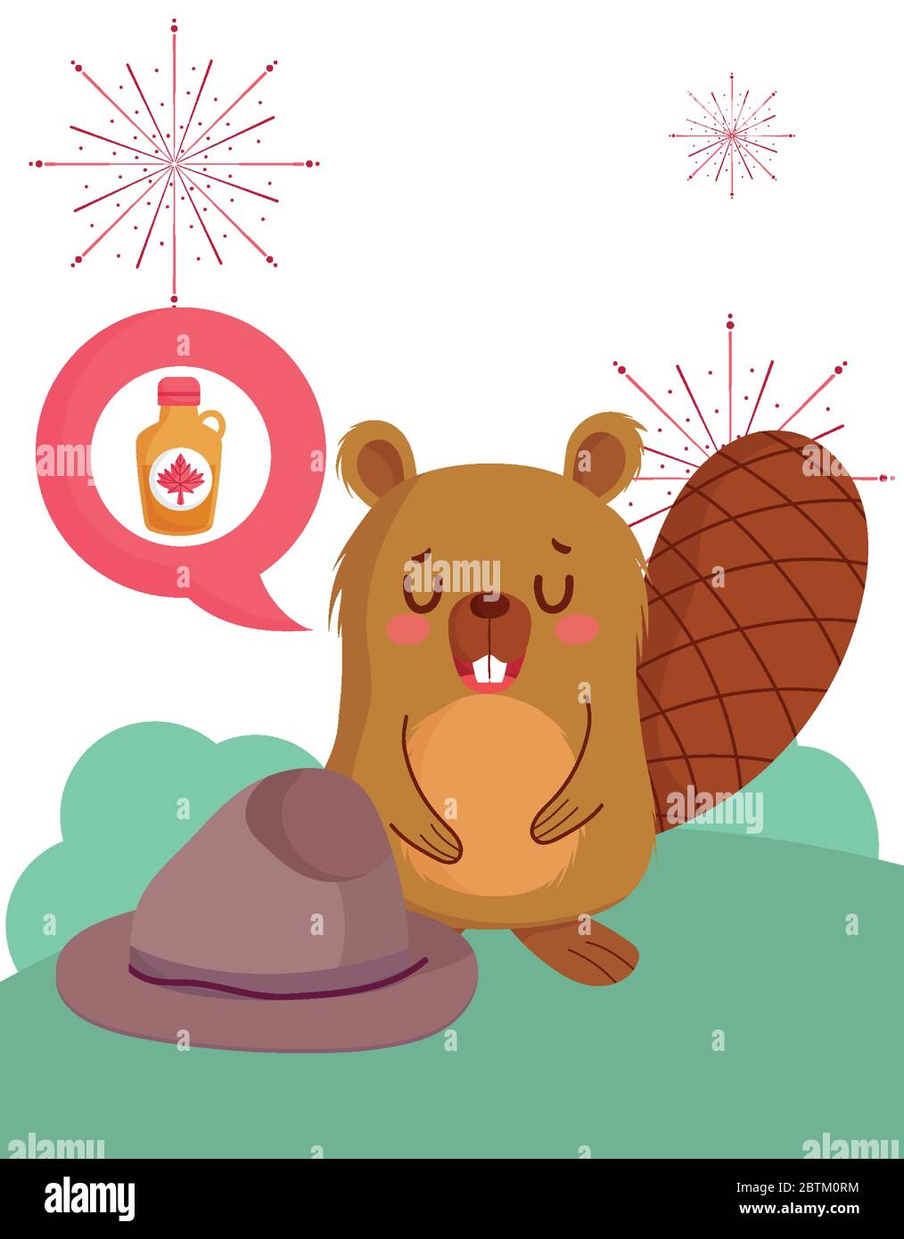 Beaver with canadian maple syrup design, Happy canada day holiday and ...
