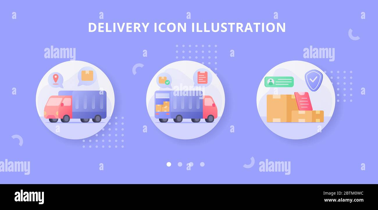 Delivery icon set collection with flat style full color modern flat ...