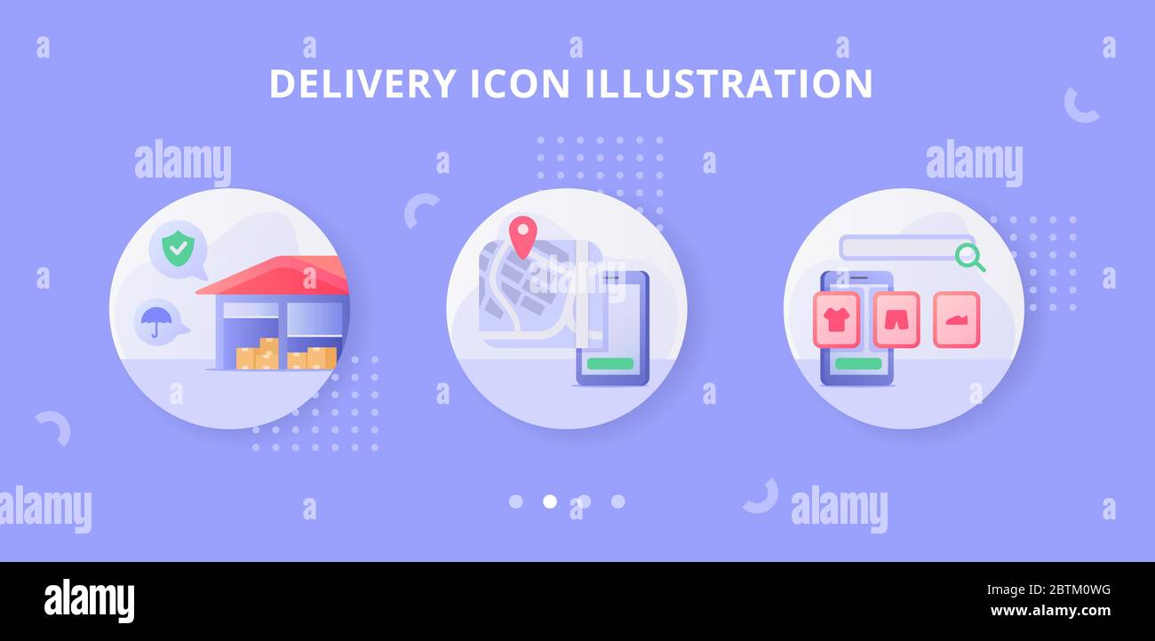Delivery icon set collection with flat style full color modern flat ...