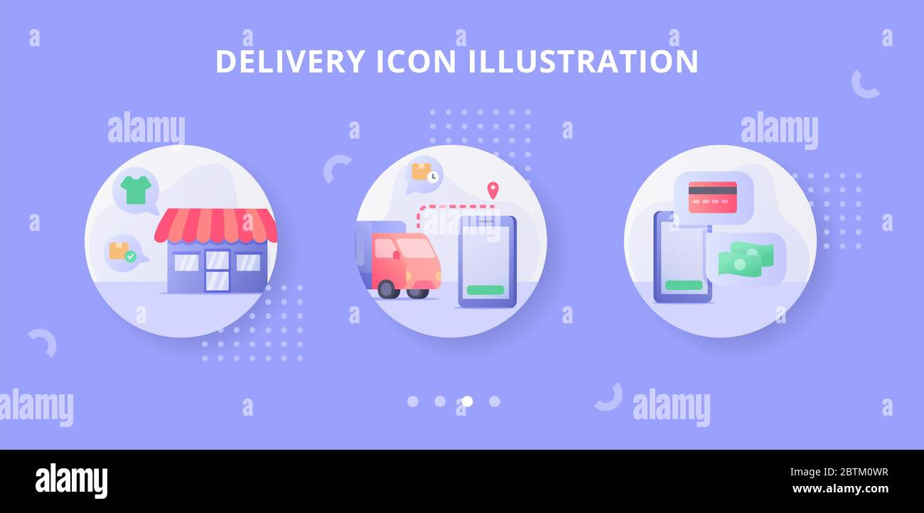 Delivery icon set collection with flat style full color modern flat ...