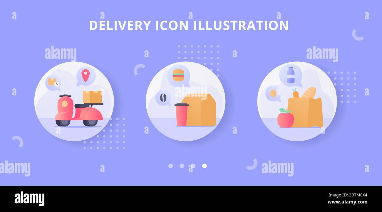 Delivery icon set collection with flat style full color modern flat ...