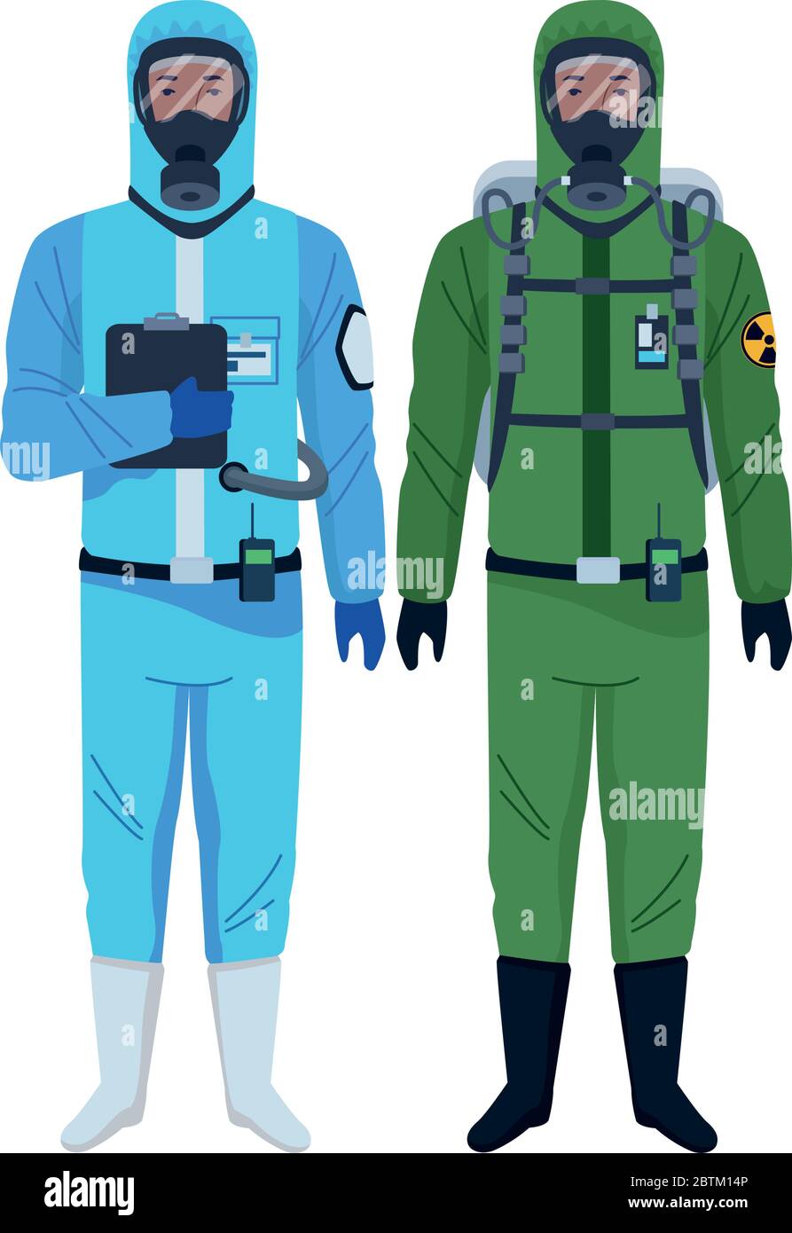 workers wearing biosafety suits characters Stock Vector Image & Art - Alamy