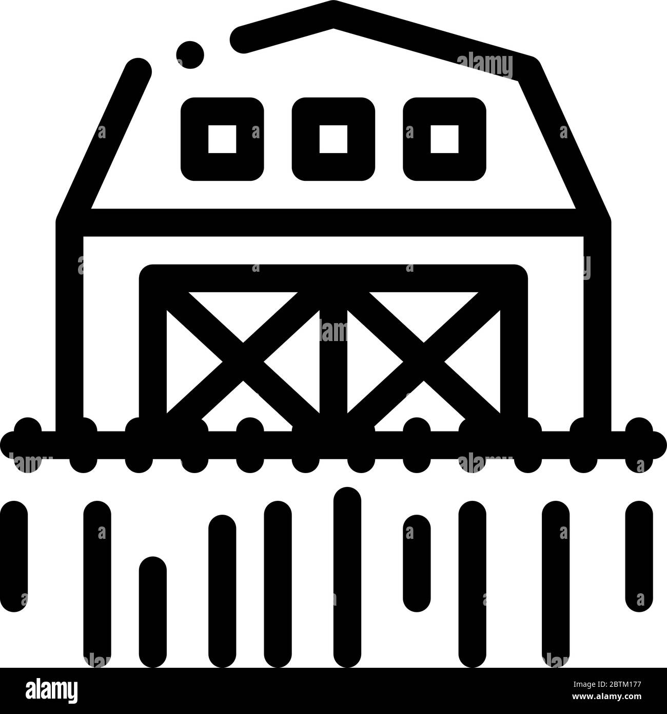 farm greenhouse wheat field icon vector outline illustration Stock ...