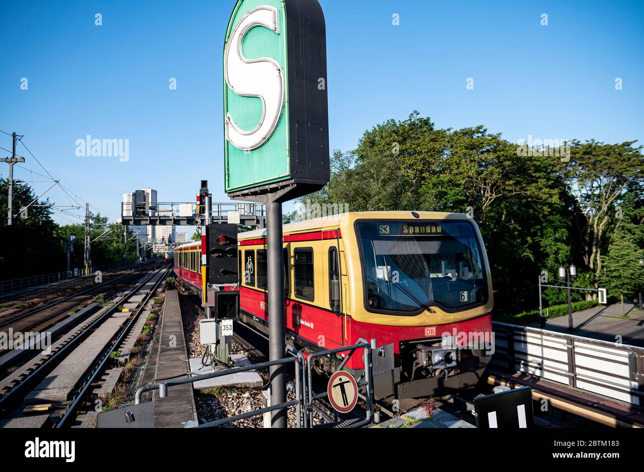 Berlin, Germany. 27th May, 2020. An S-Bahn (suburban train) enters the ...