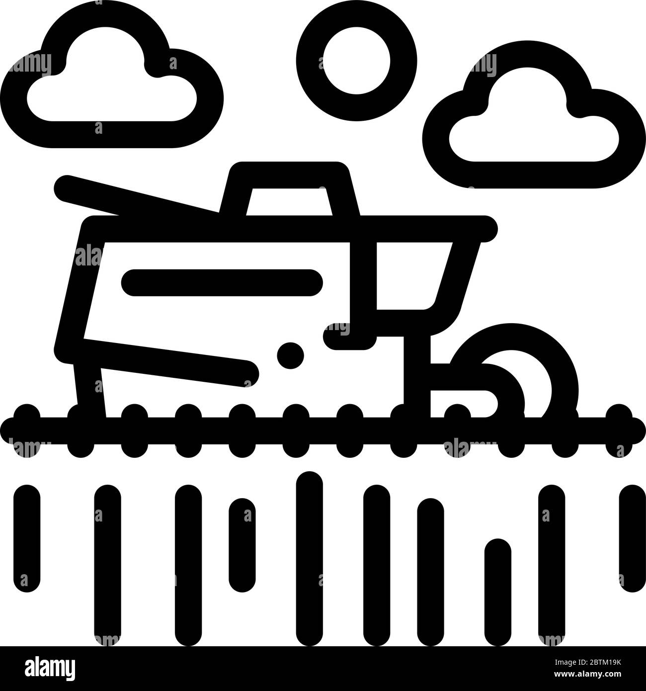 tractor in wheat field icon vector outline illustration Stock Vector ...