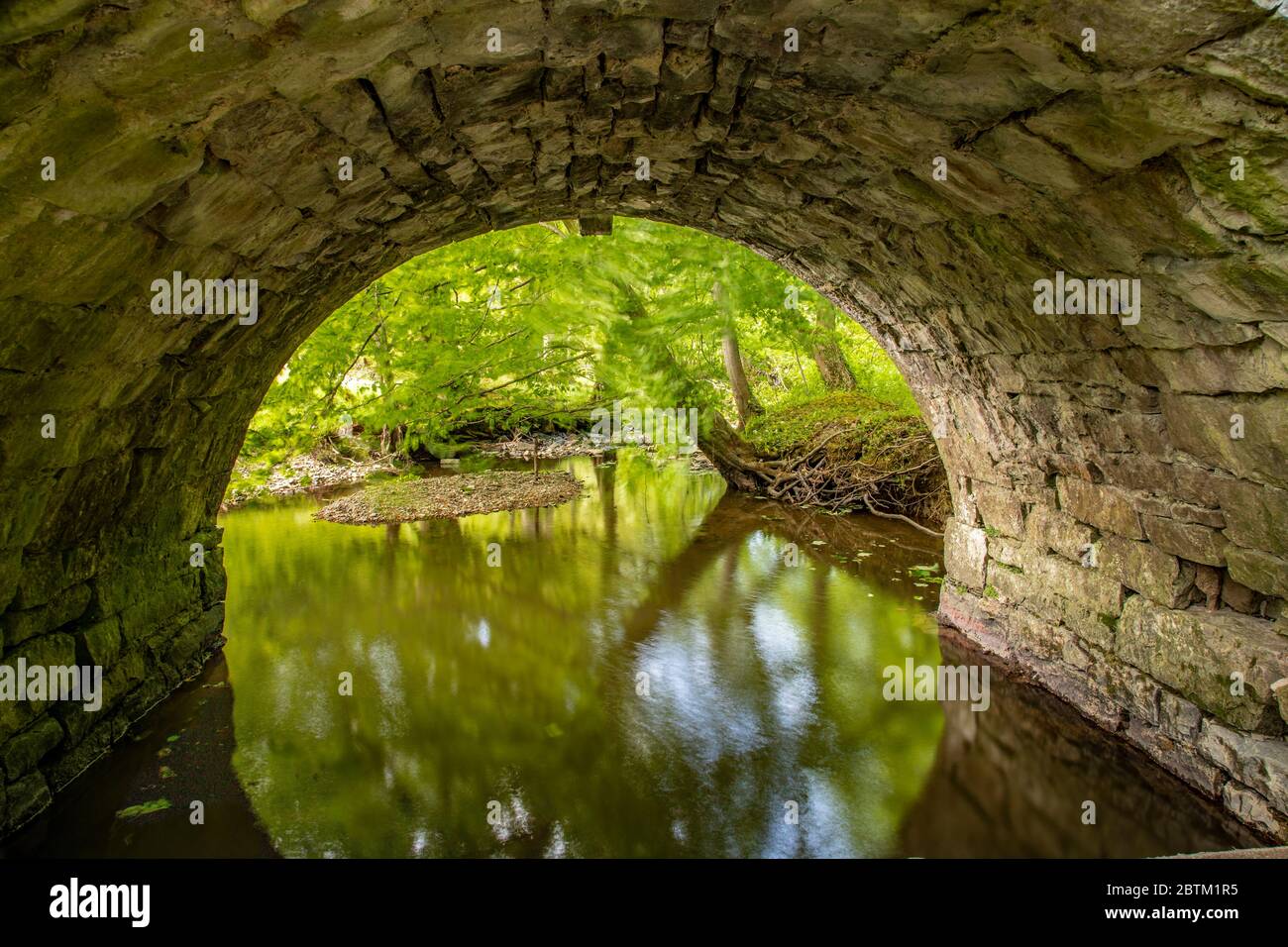 Old stone arch bridge over the River Alyn, North Wales Stock Photo - Alamy