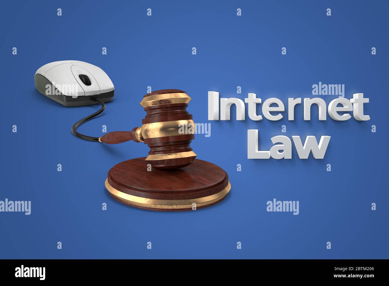 Digital internet law concept with mouse and gavel connection on blue ...