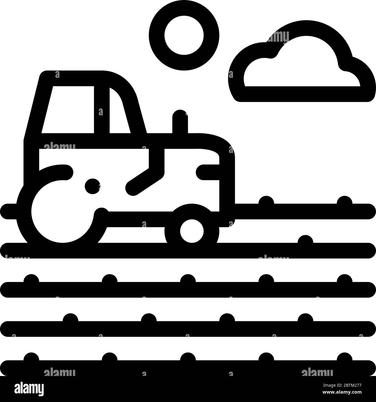 tractor on field icon vector outline illustration Stock Vector Image ...