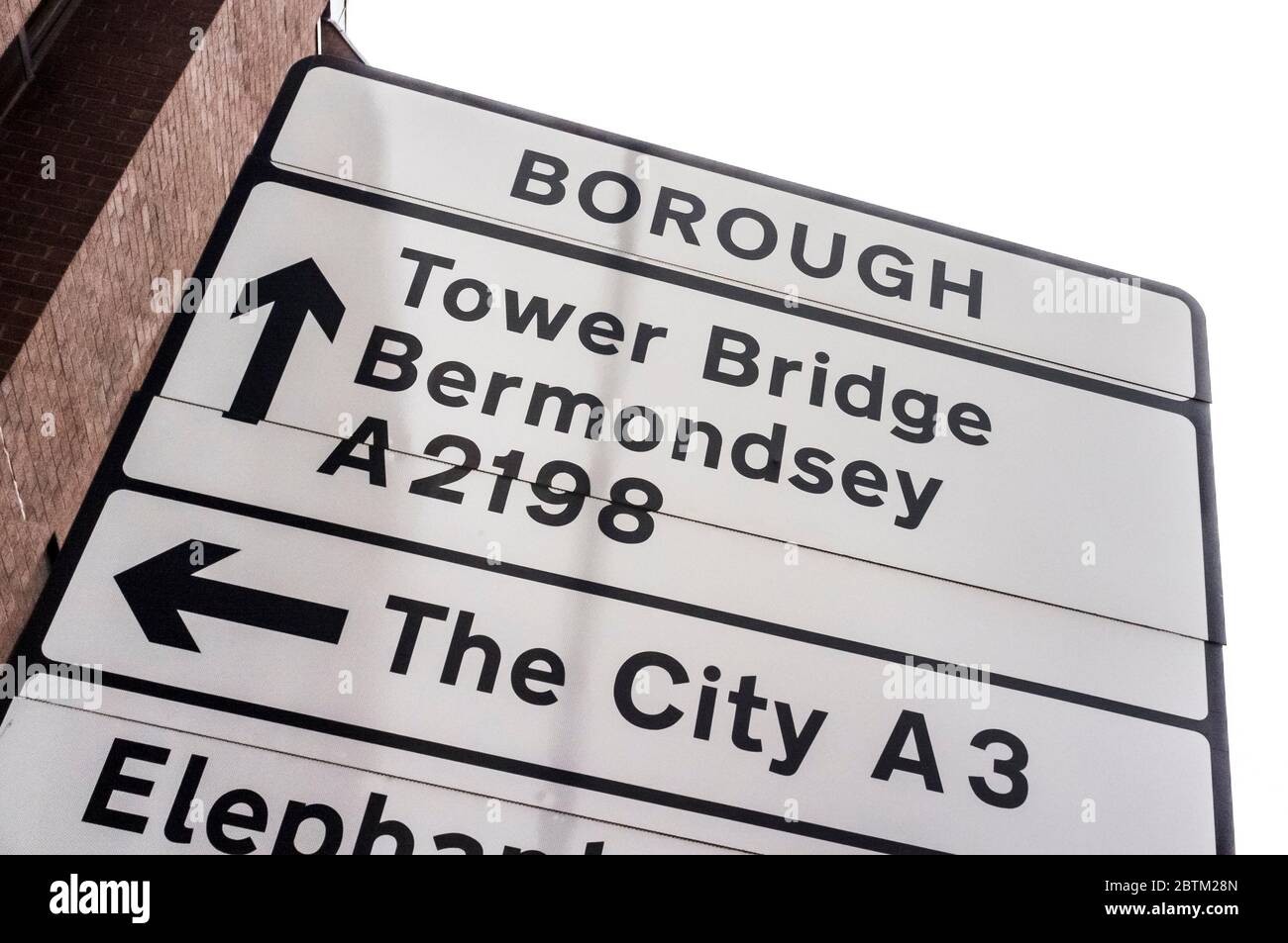 Road sign in Borough, indicating the direction to Tower Bridge ...