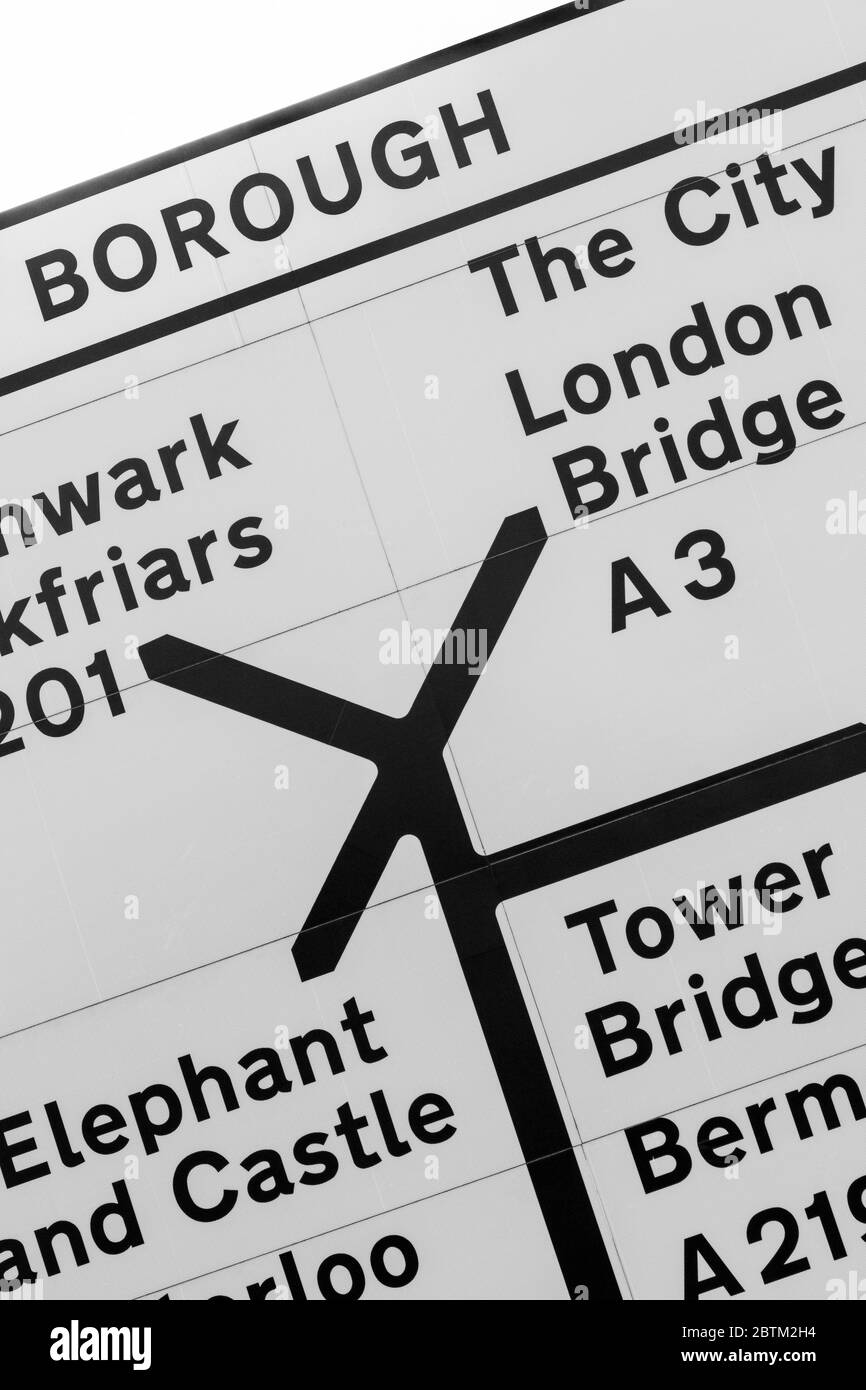 Road sign in the area known as Borough, indicating nearby destinations ...