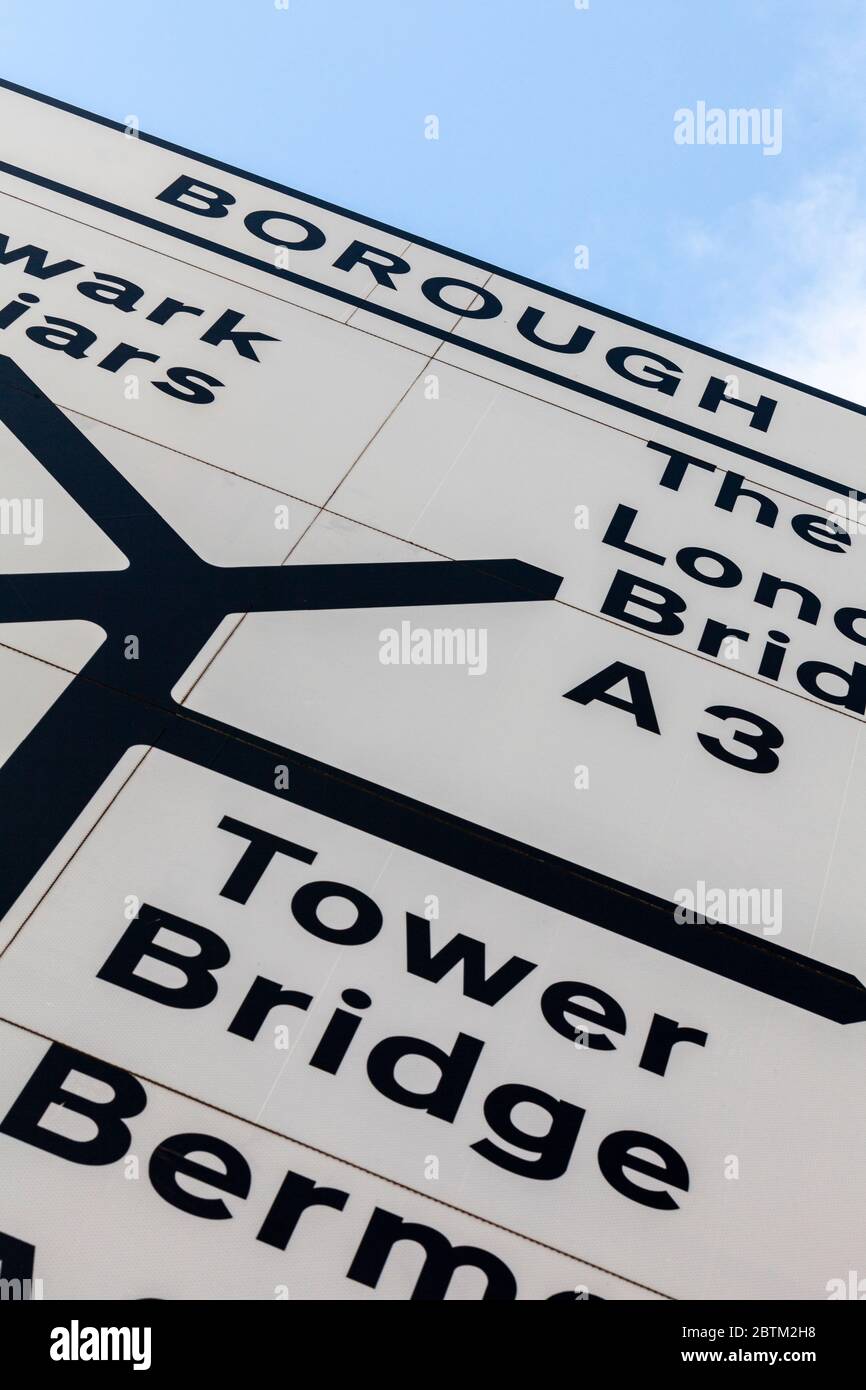 Road sign in the area known as Borough, indicating nearby destinations ...