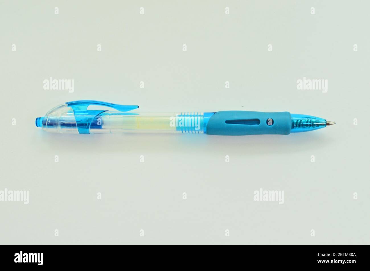 Blue Ballpoint Pen Isolated On White background Stock Photo - Alamy