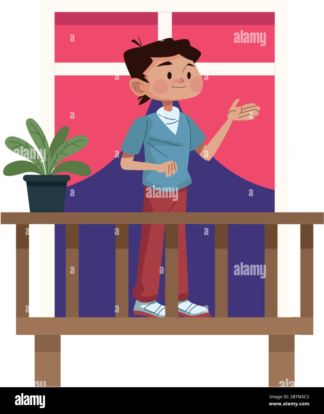 Boy on balcony Cut Out Stock Images & Pictures - Alamy