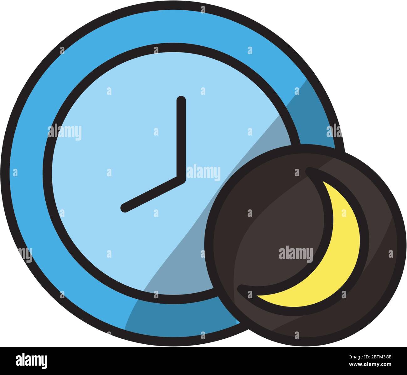time clock with moon fill style Stock Vector Image & Art - Alamy