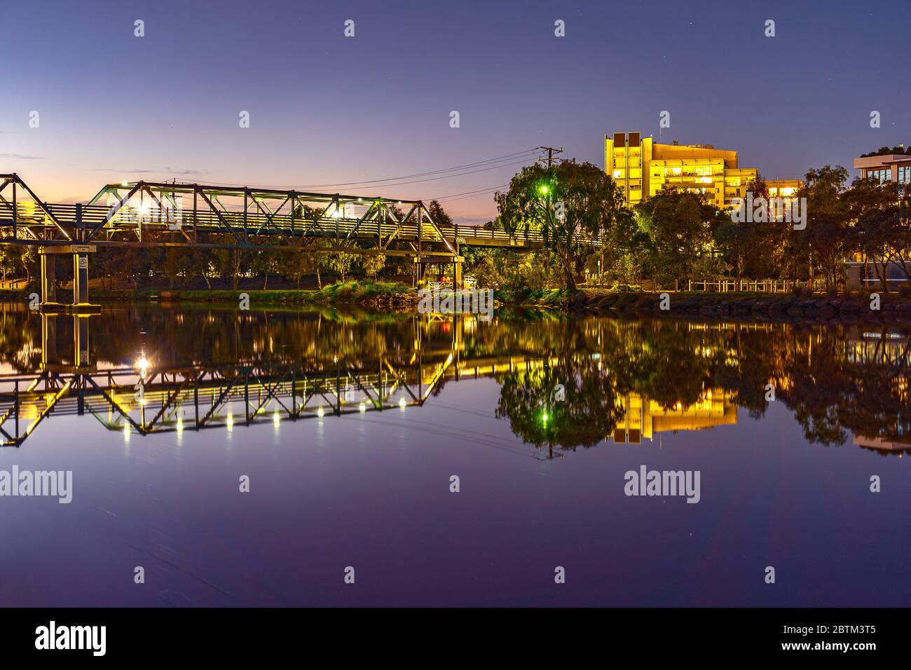 Pedestrian bridge across the Maribyrnong river in Melbourne, Australia ...