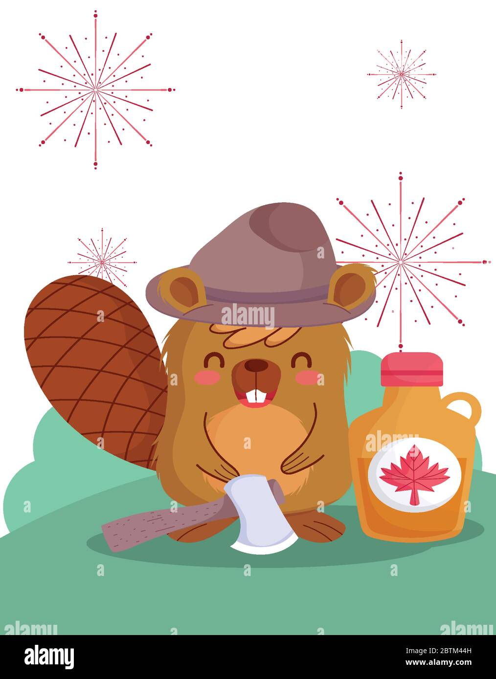 Beaver with canadian maple syrup design, Happy canada day holiday and ...