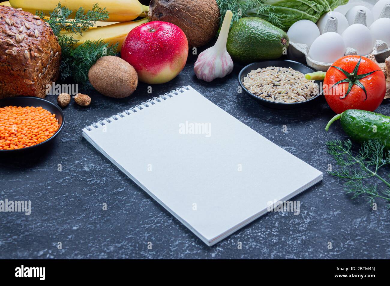 Conceptual image of healthy food balance menu with vegetables and ...