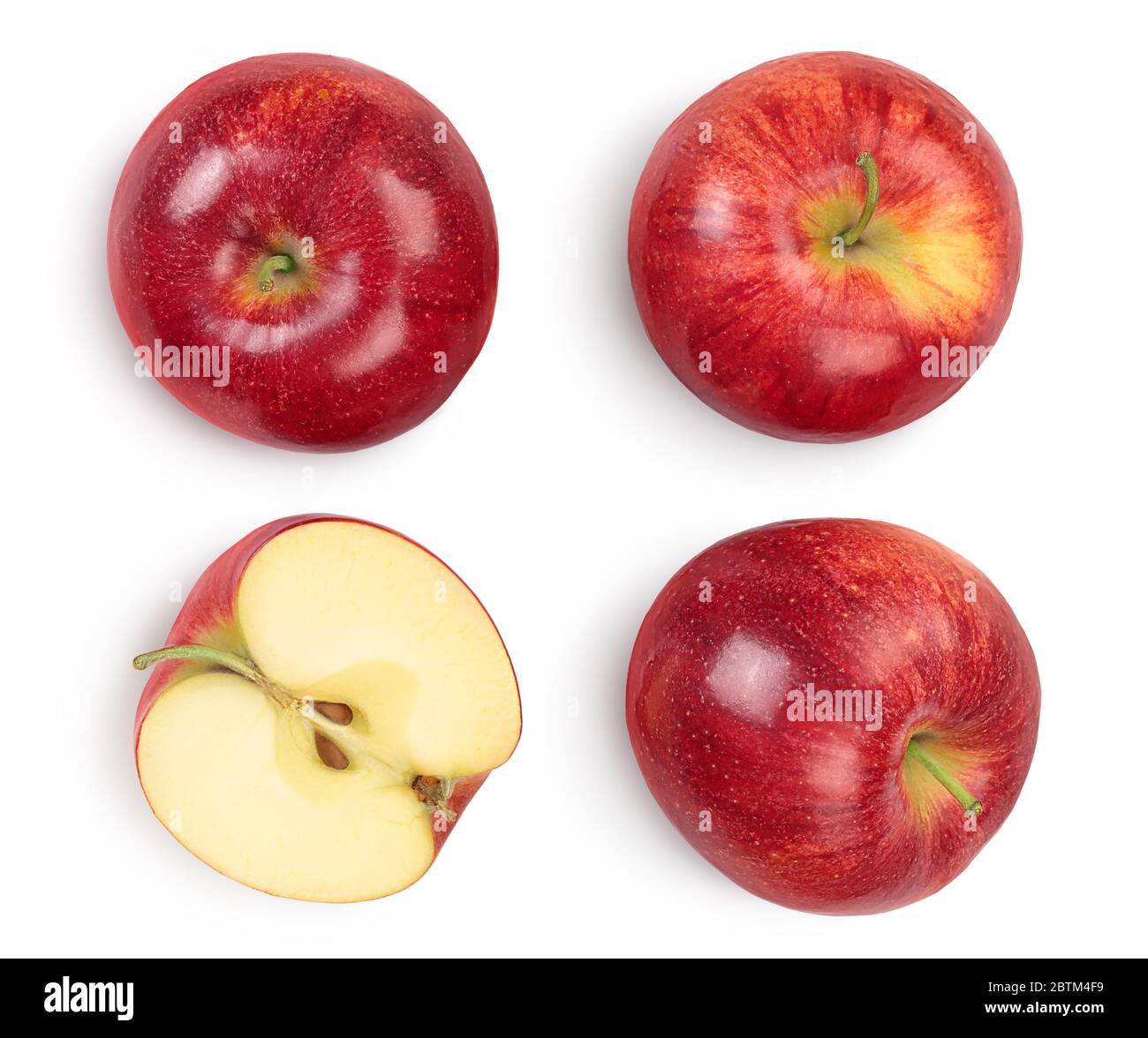 Red apple with half isolated on white background with clipping path and ...