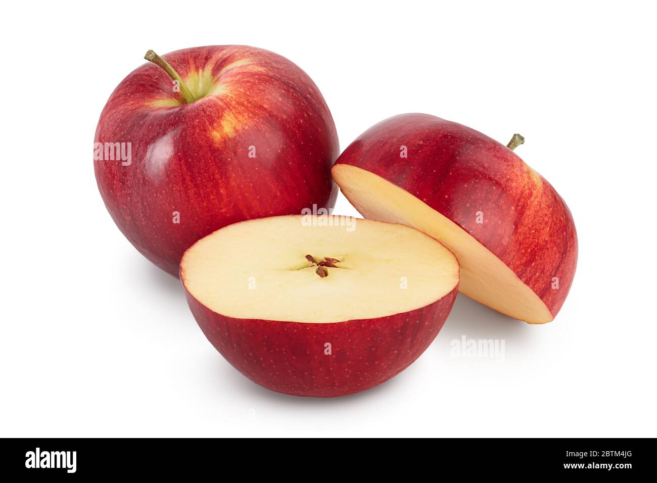 Red apple with half isolated on white background with clipping path and ...