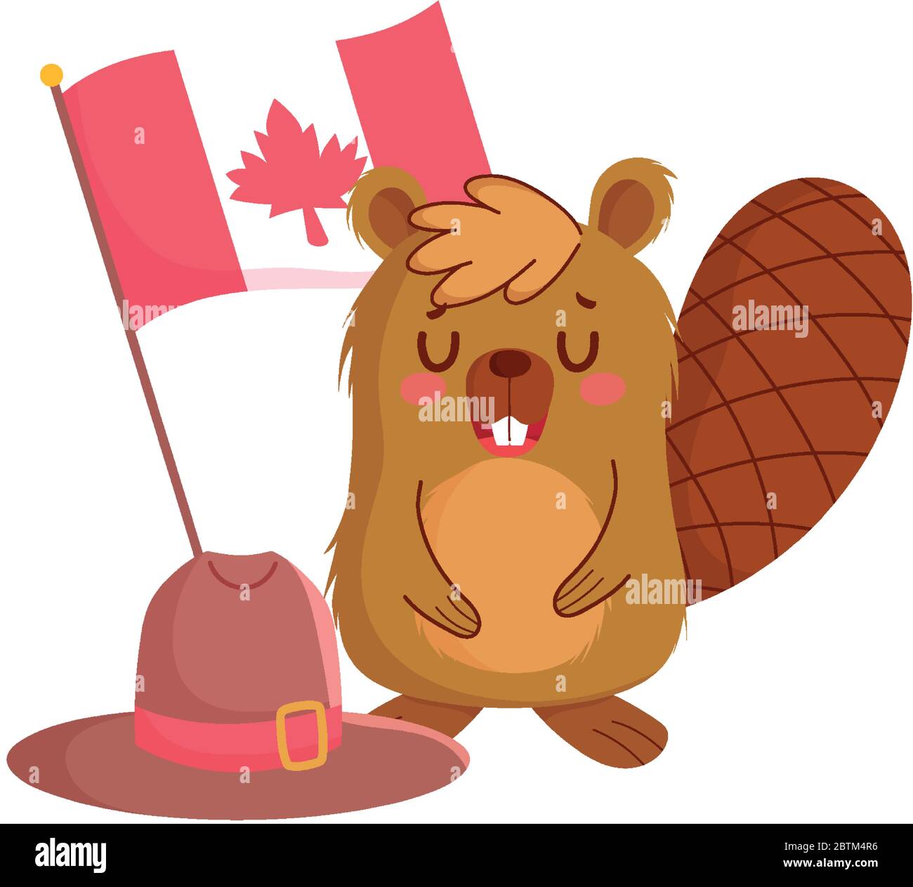 Beaver with canadian flag and hat design, Happy canada day holiday and ...