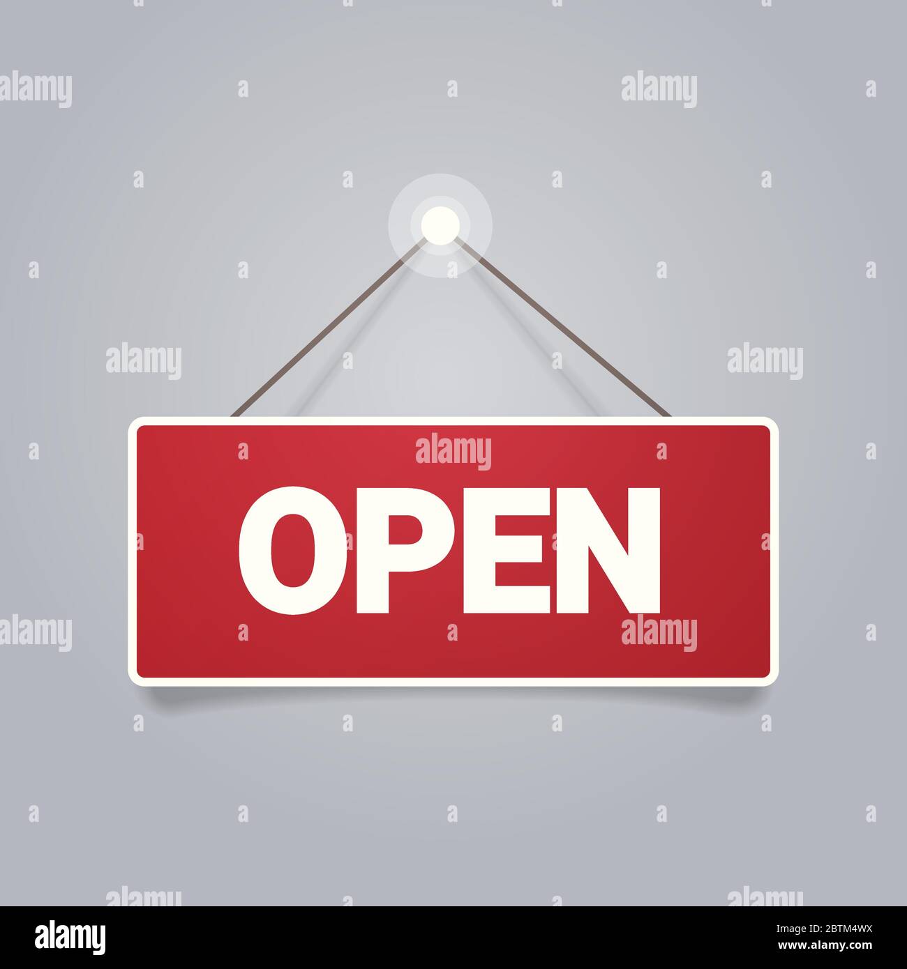 open door advertising sign store opening concept label with text flat ...