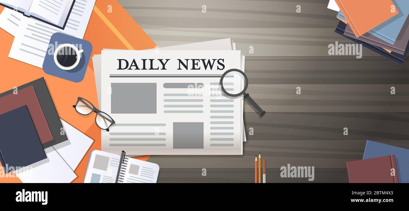newspaper daily news communication mass media concept desk top angle ...