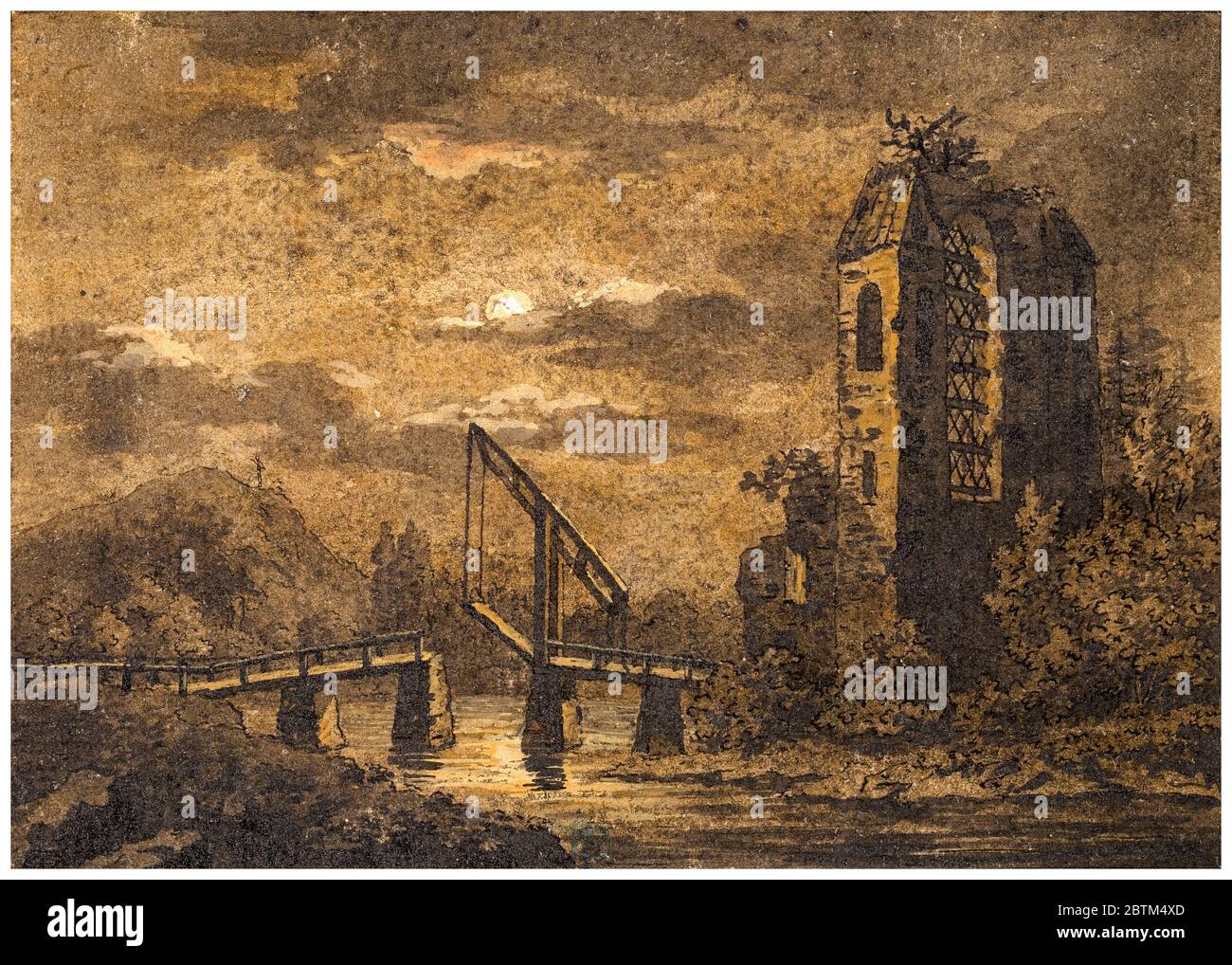 Caspar David Friedrich, Landscape with rock bridge and ruin in ...