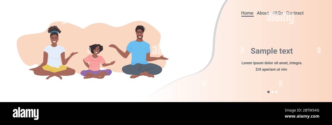 family doing yoga exercises african american parents with daughter ...